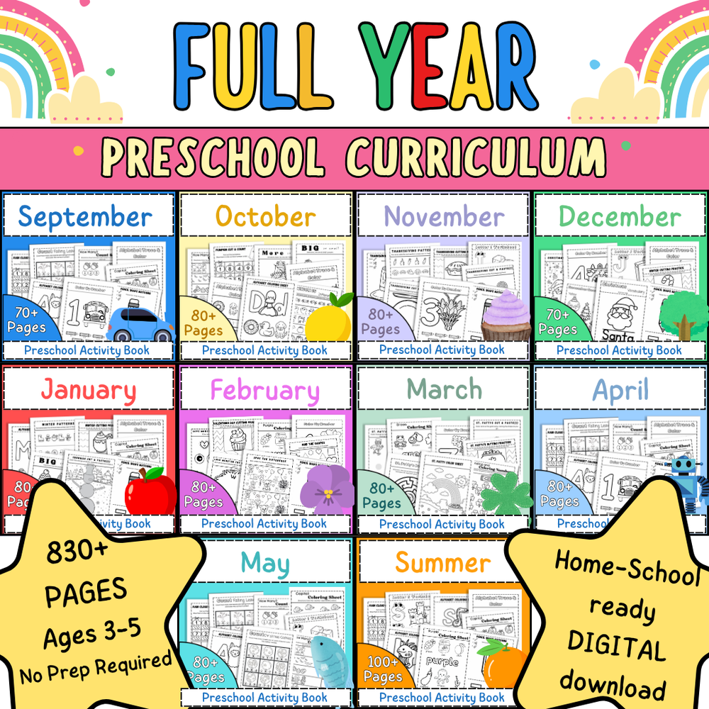 Full Year Preschool Curriculum, Ages 3-5, Preschool Curriculum & Works ...